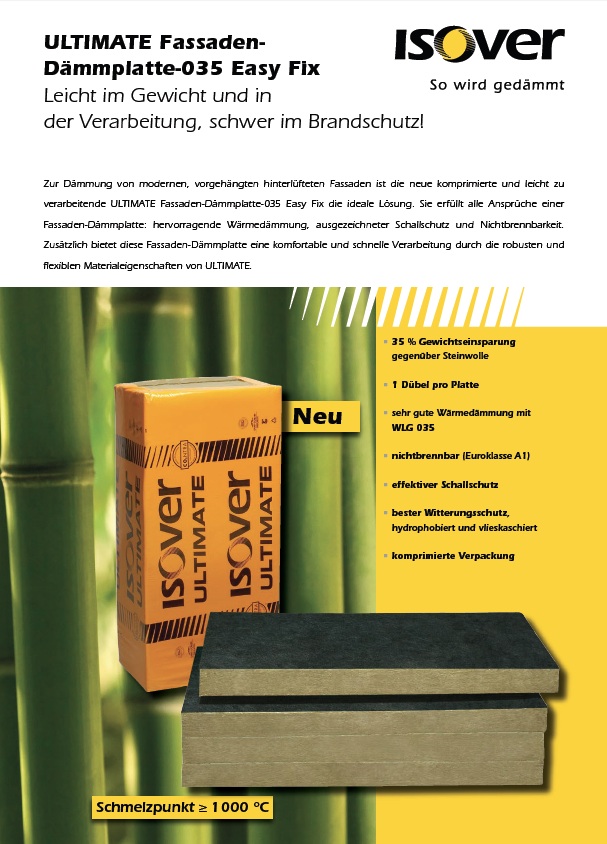 Isover Fassadendämmung für Fassadenverkleidung